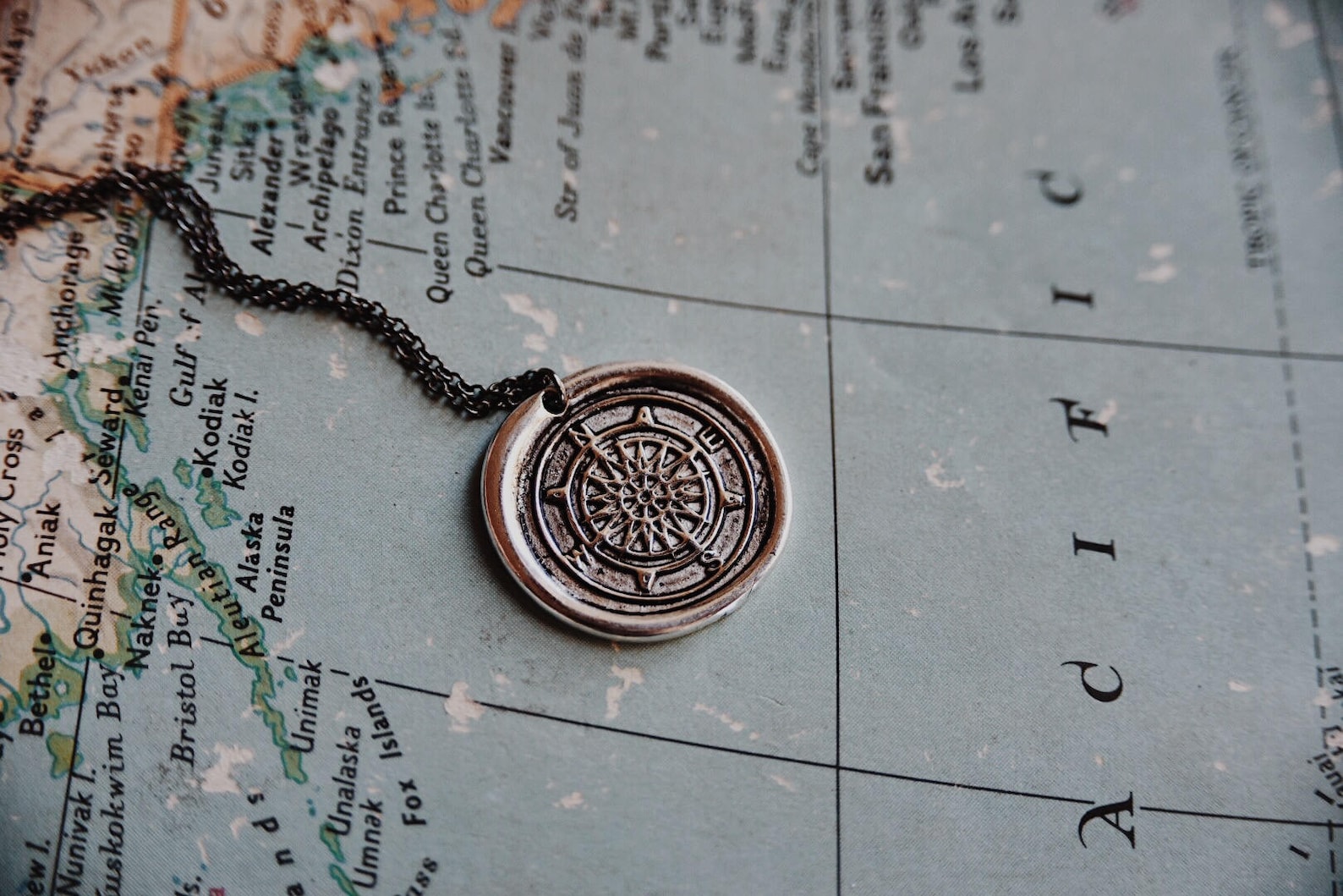 Adventurer. a Silver Wax Seal Compass Travel Necklace - Etsy