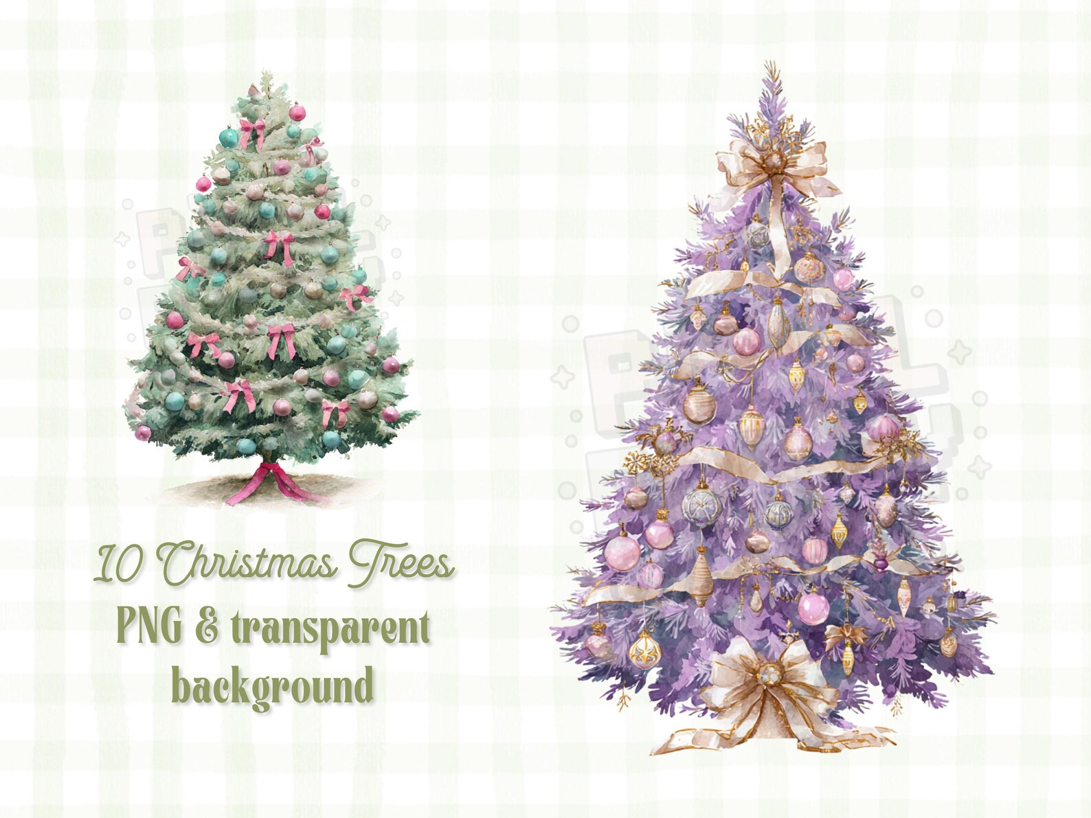 Preppy Tree Clipart, Pastel Holiday Tree PNG, Coquette Christmas Art ...