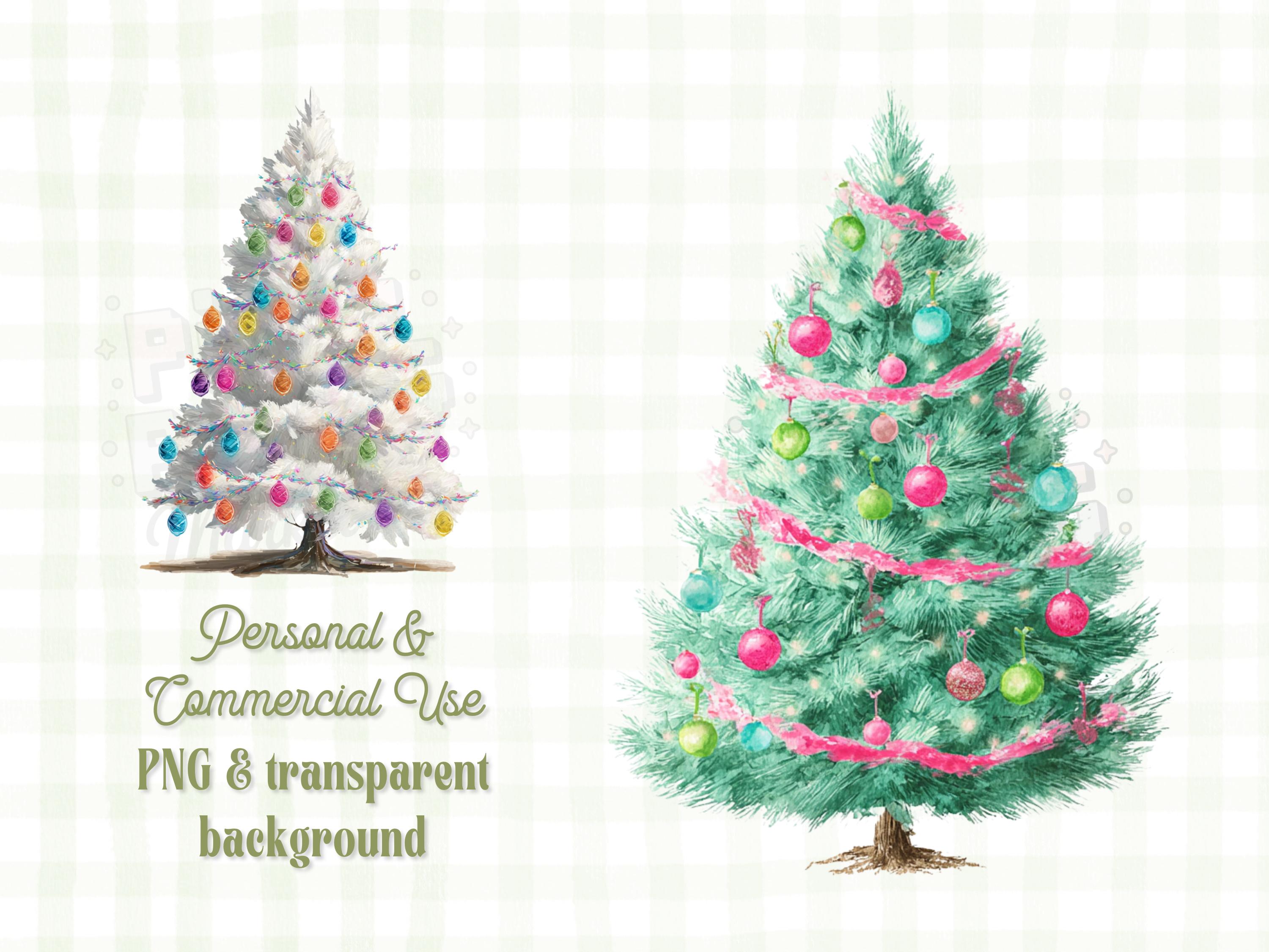 Preppy Tree Clipart, Pastel Holiday Tree PNG, Coquette Christmas Art ...