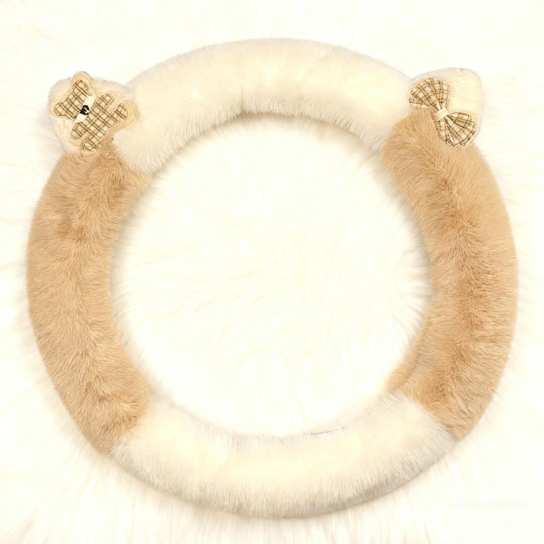 Cute Cat Ear Fuzzy Steering Wheel Cover | Bear & Bow Car Steering Wheel ...