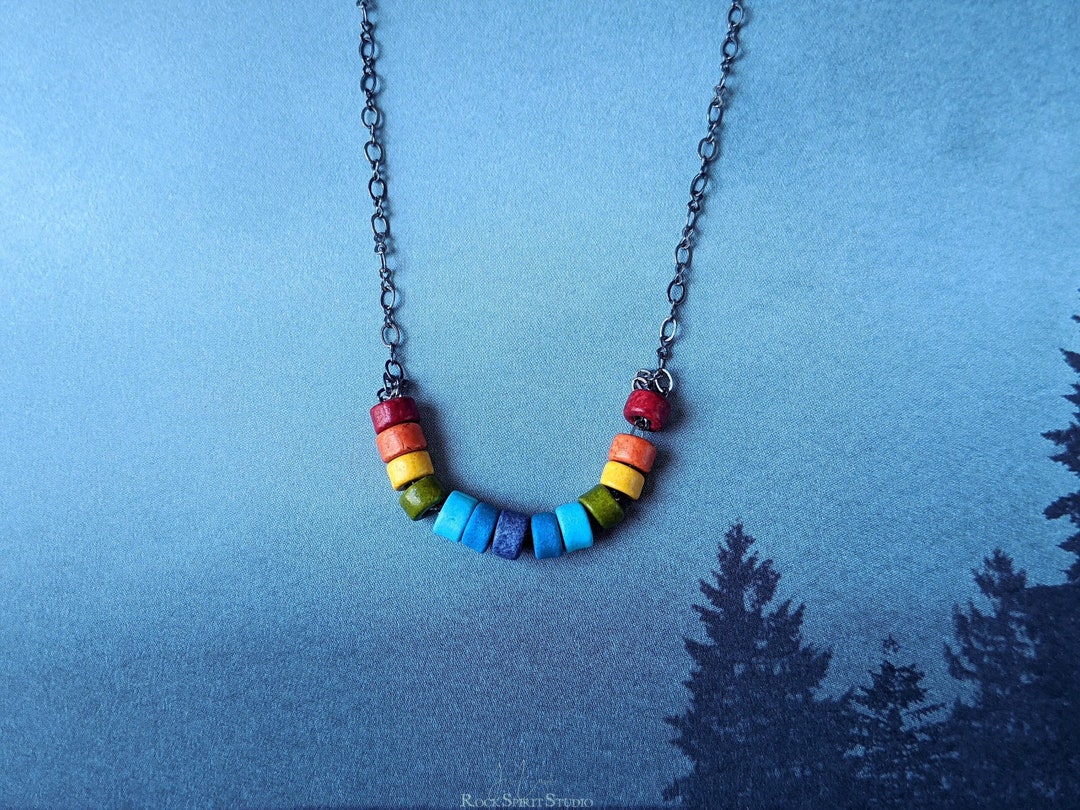LGBTQ Aspie Autism Chakra Rainbow Necklace - Spectrum Colors - Gay ...