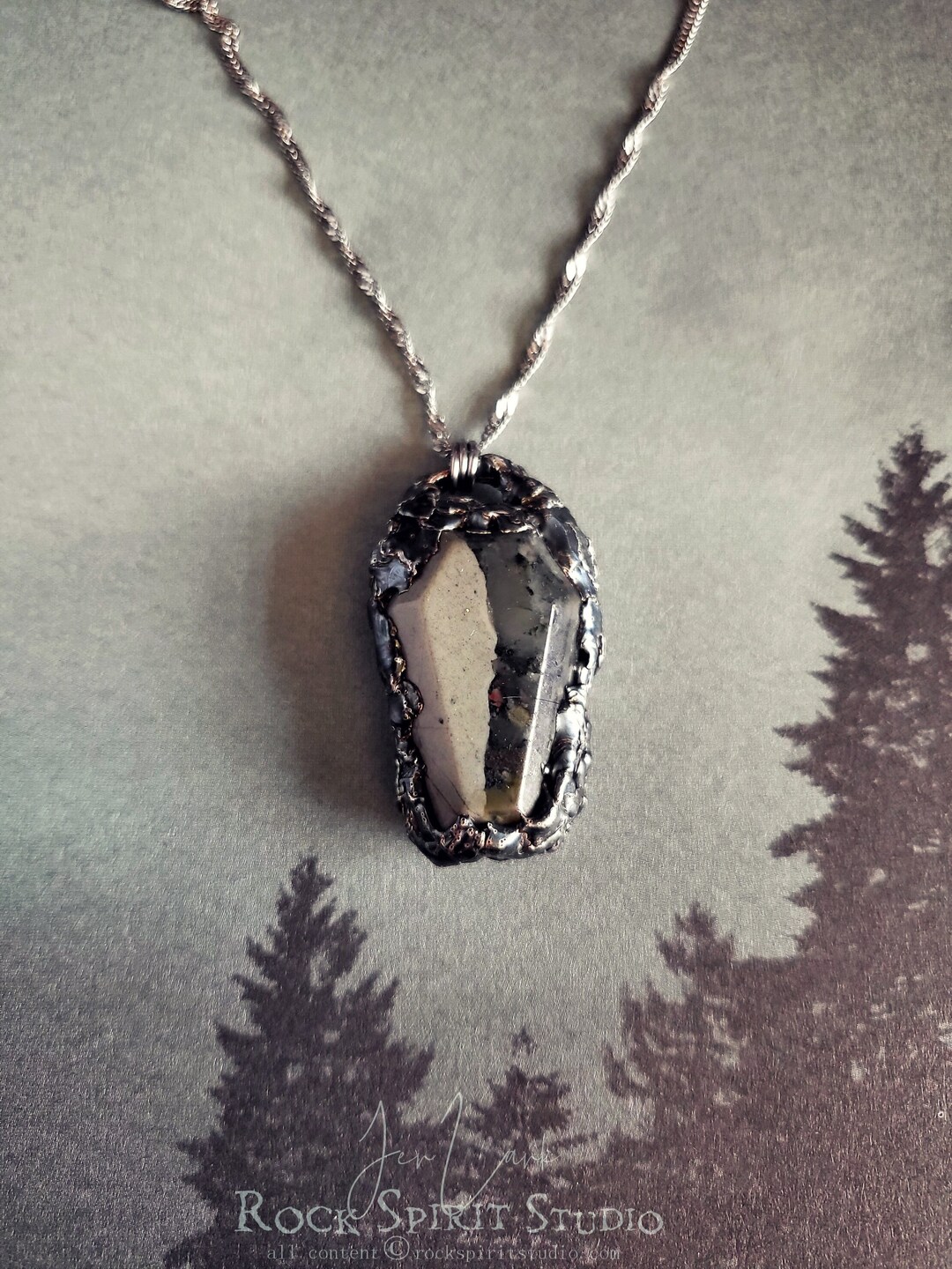 Bloodstone Coffin Necklace Soft Solder Tiffany Technique Root Chakra ...
