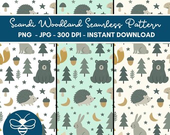 SCANDI FOREST - Seamless Digital Paper Pack - 12 Jpegs - Instant ...