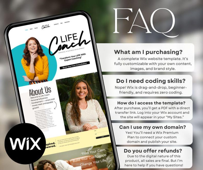 Wix Website Template for Coaches, Life Coach Website Template, Editable ...