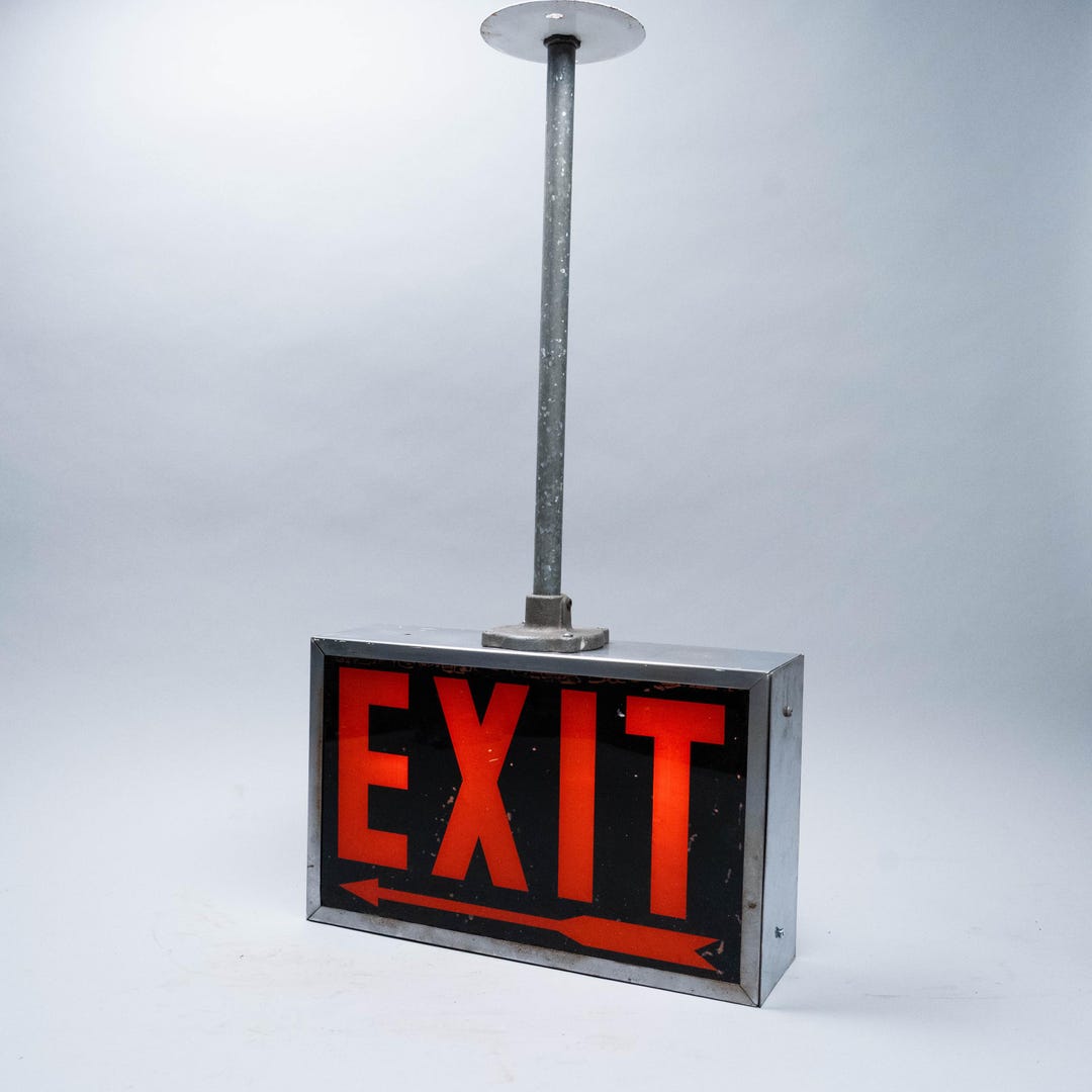 1950 Exit Sign Pendant Light - Etsy