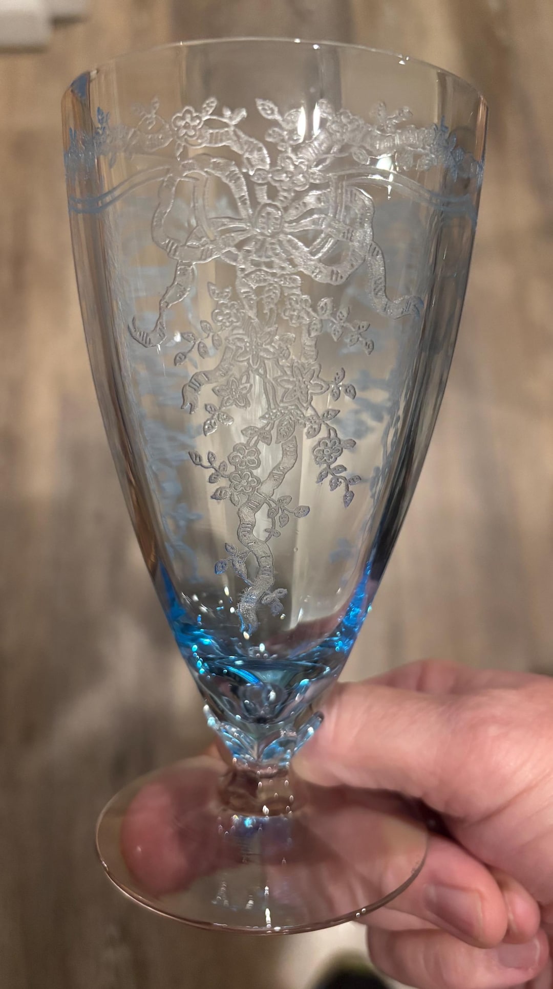 Vintage Fostoria June Azure Blue Iced Tea Glass, Etched Elegant Tumbler ...