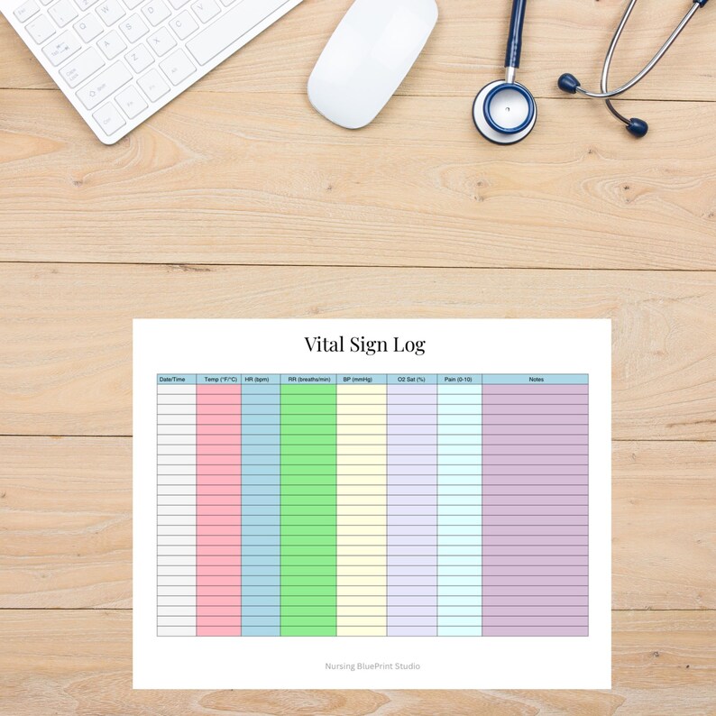 Vital Sign Log Sheet, Nurse Printable, Patient Care Tracker, Vital Sign ...