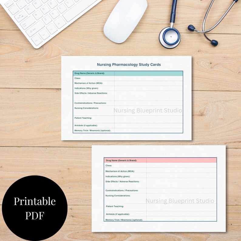 Pharmacology PDF Template | Nursing Student Study Aid | Medication ...