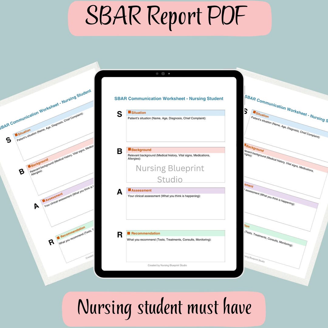Nursing SBAR PDF, Nursing SBAR Report, Digital Download Nursing ...