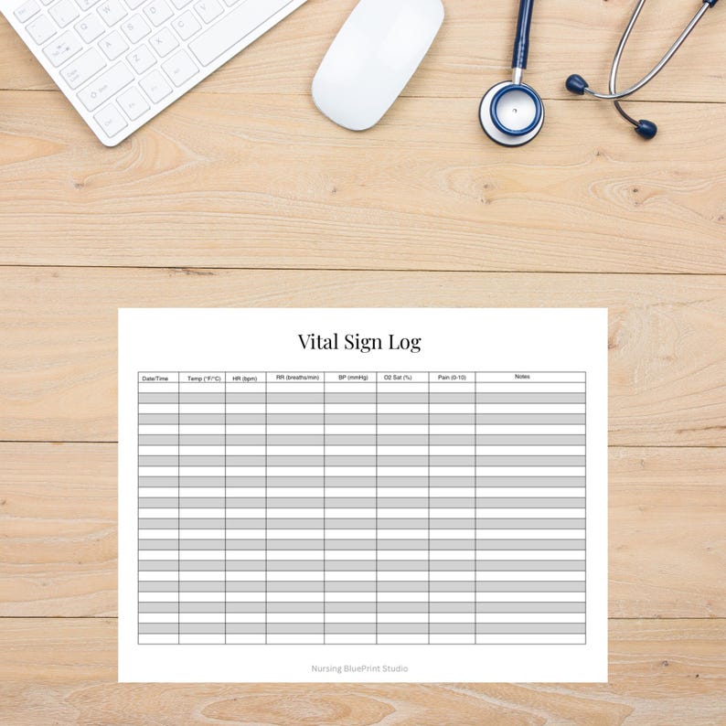 Vital Sign Log Sheet, Nurse Printable, Patient Care Tracker, Vital Sign ...