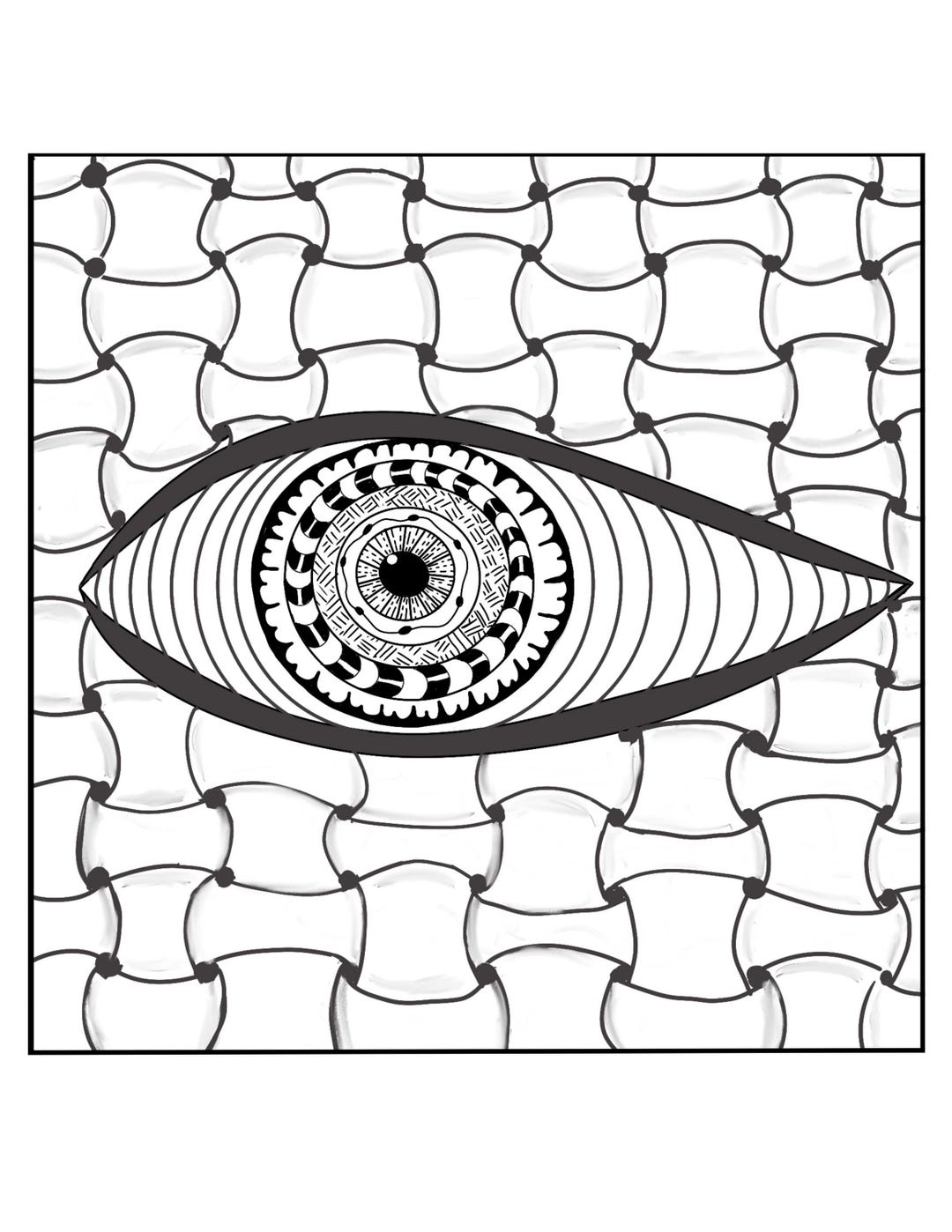 Eye Basketweave Coloring Page: Hand-drawn Design (PDF Pattern, Digital ...