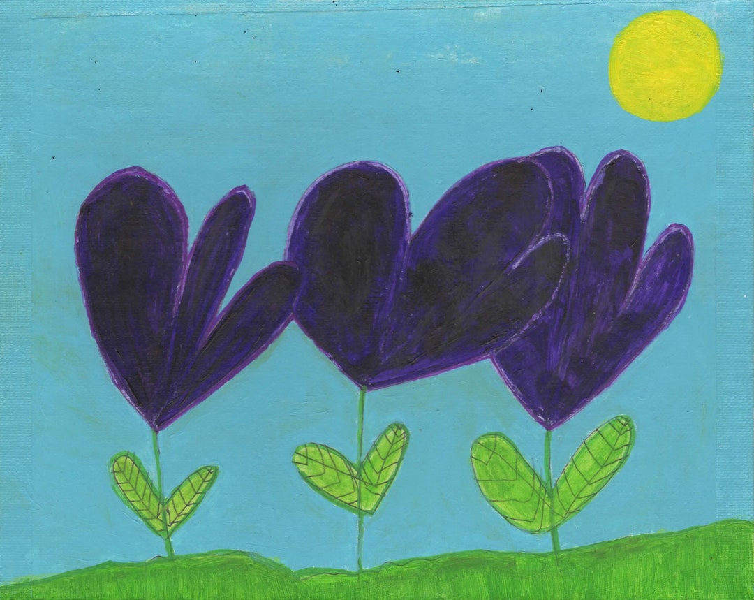 Flowers in the Garden, Original Art, Artist With Autism - Etsy
