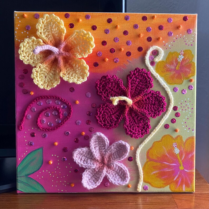 Hibiscus Crochet Canvas - Etsy