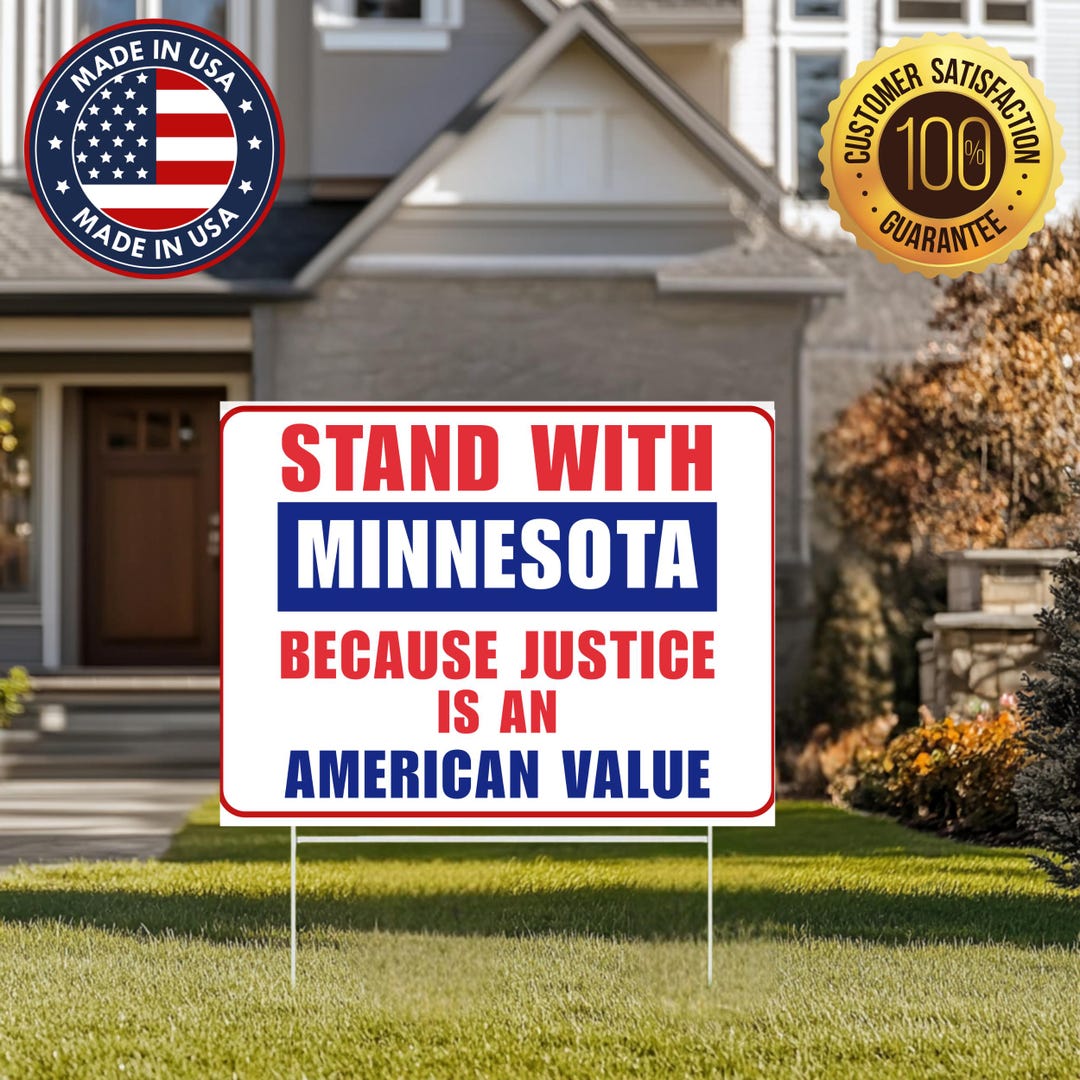 Stand With Minnesota Yard Sign, Democratic Yard Sign, Anti Maga Yard ...