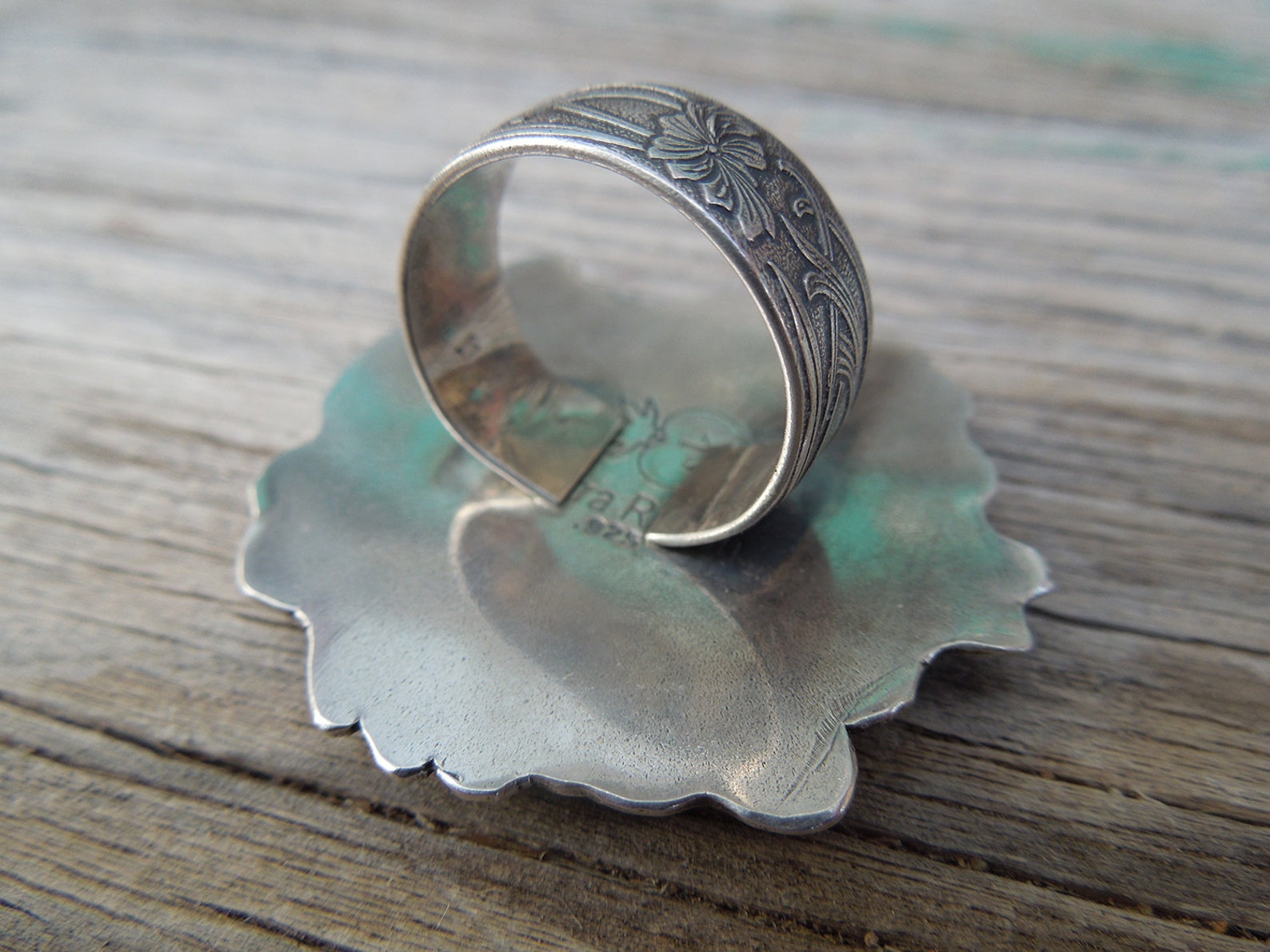 Colorado Ring Vintage Enamel Set in Sterling Silver Size - Etsy