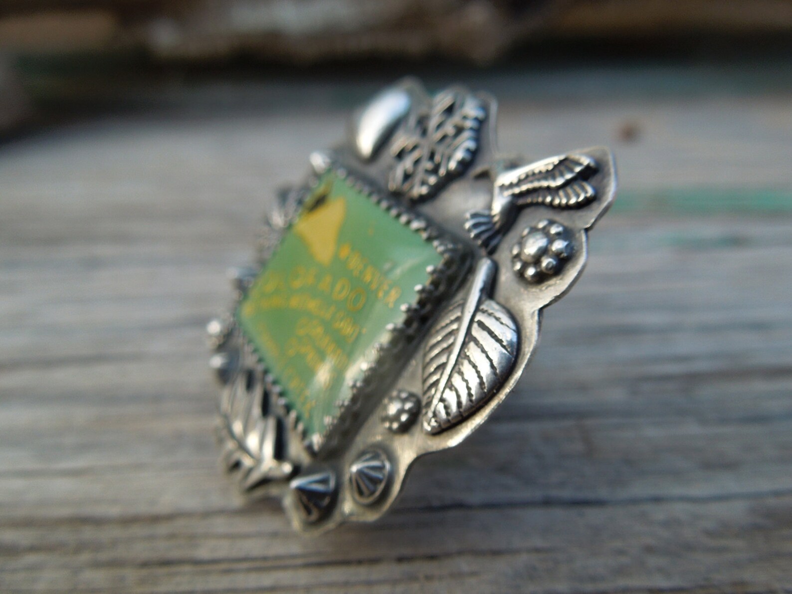 Colorado Ring Vintage Enamel Set in Sterling Silver Size - Etsy