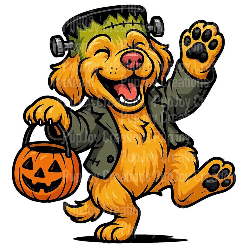 Golden Retriever Puppy Halloween Clipart: 20 PNG Digital Art - Etsy