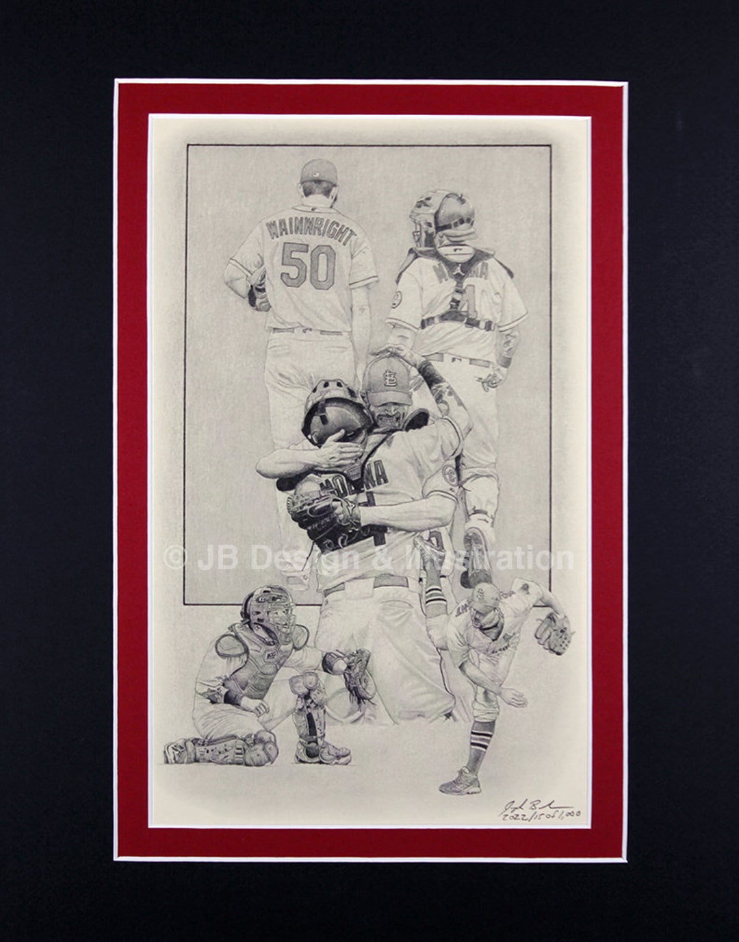 Yadier and Wainwright 11 X 14 Matted Pencil Drawing - Etsy