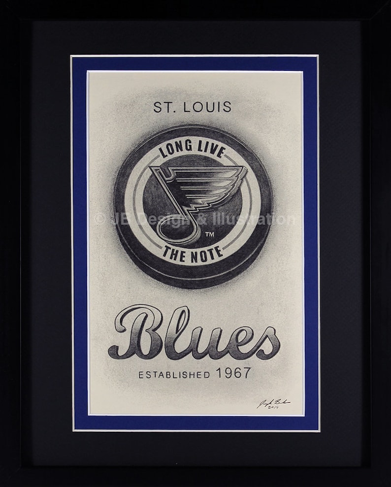 St. Louis Blues 11 X 14 Framed Pencil Drawing - Etsy