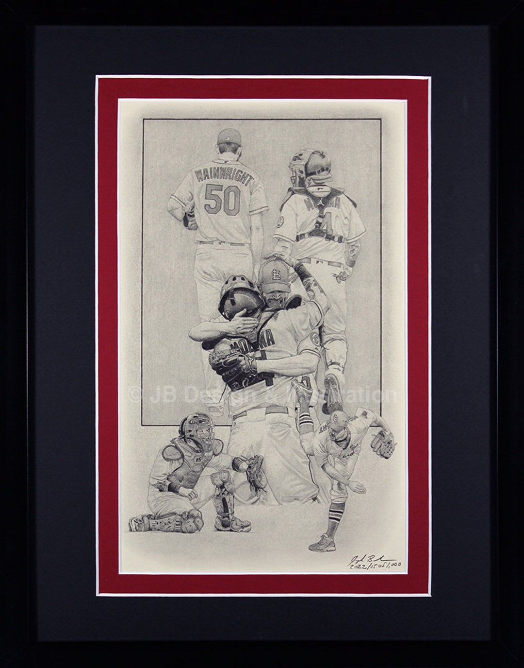 Yadier and Wainwright 11 X 14 Framed Pencil Drawing - Etsy