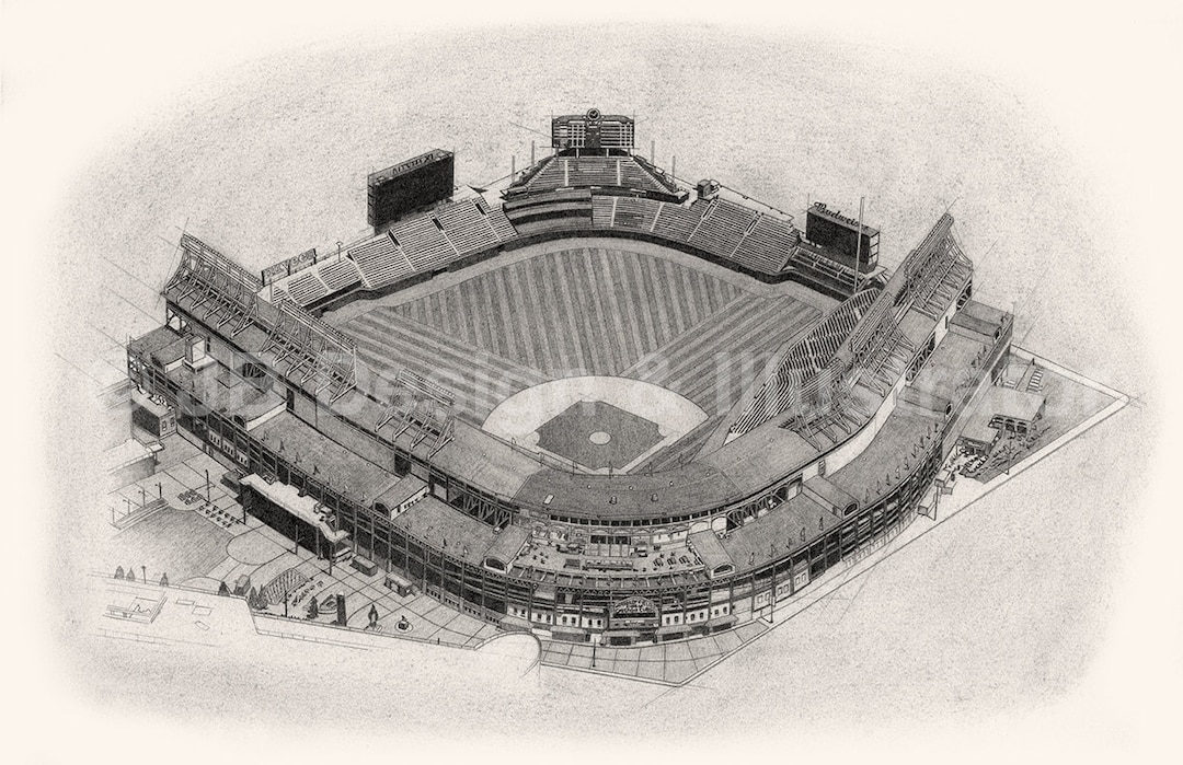 Wrigley Field 7.1 X 11 Pencil Drawing - Etsy