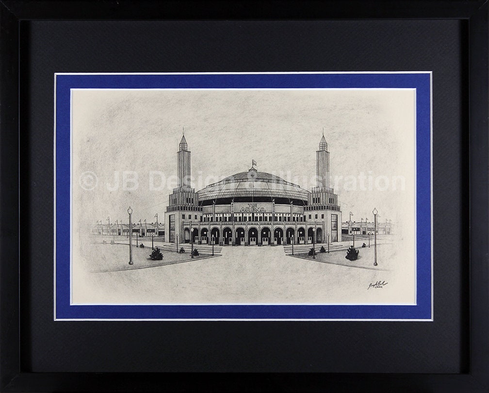 St. Louis Arena 14 X 11 Framed Pencil Drawing - Etsy