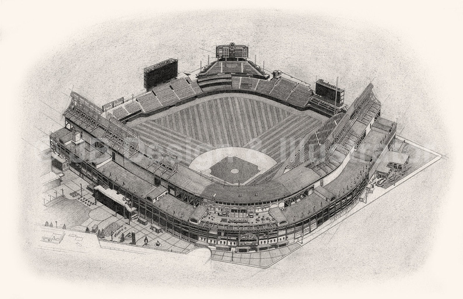 Wrigley Field 14 X 11 Framed Pencil Drawing - Etsy