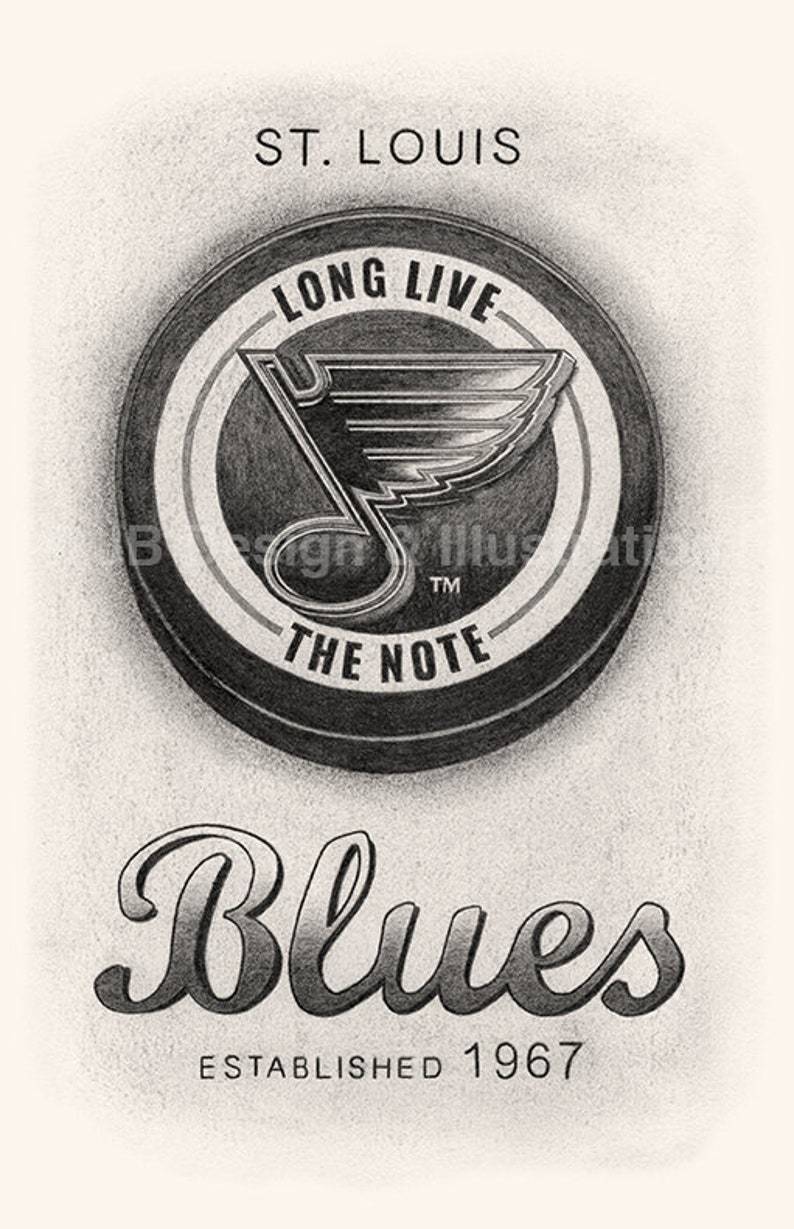 St. Louis Blues 11 X 14 Framed Pencil Drawing | Etsy
