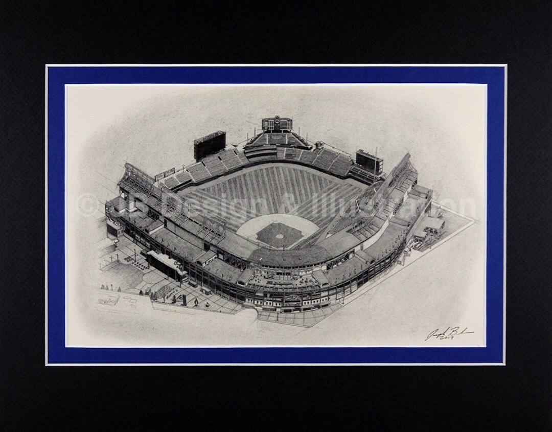 Wrigley Field 14 X 11 Matted Pencil Drawing - Etsy