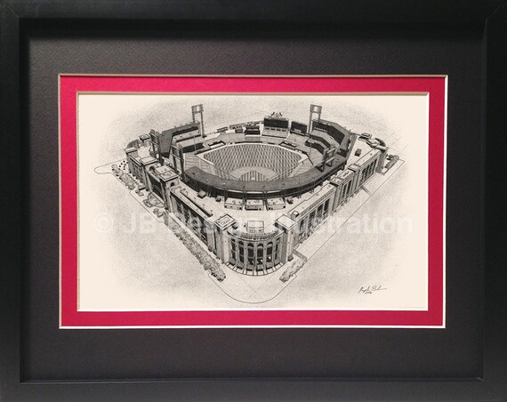 New Busch Stadium 14 x 11 Framed Pencil Drawing | Etsy
