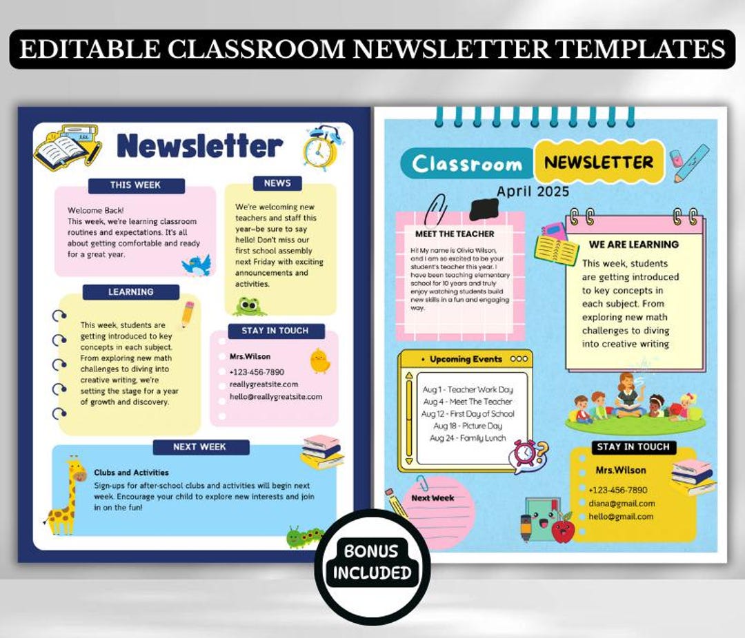 Editable Classroom Newsletter Template: Seasonal Canva Design (digital ...