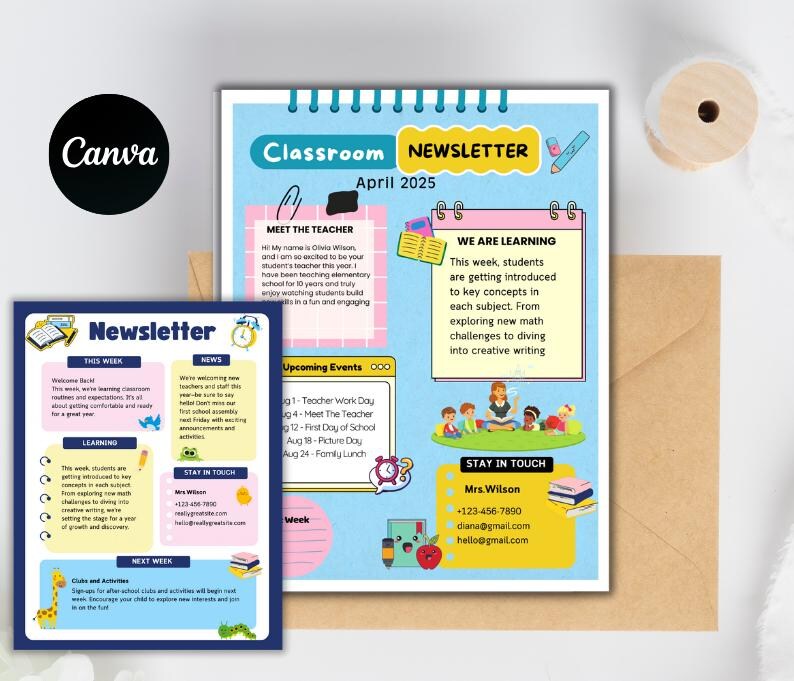 Editable Classroom Newsletter Template: Seasonal Canva Design (digital ...