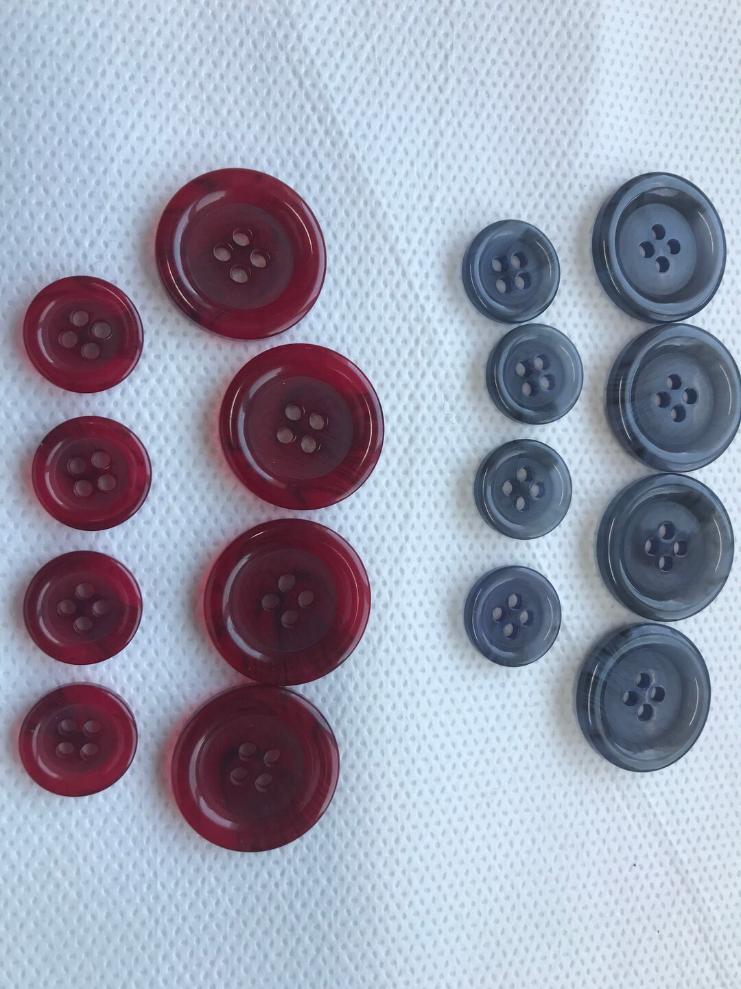 Blue Buttons and Red Buttons 4 Hole Round Back Lot of 4 Buttons Clear ...