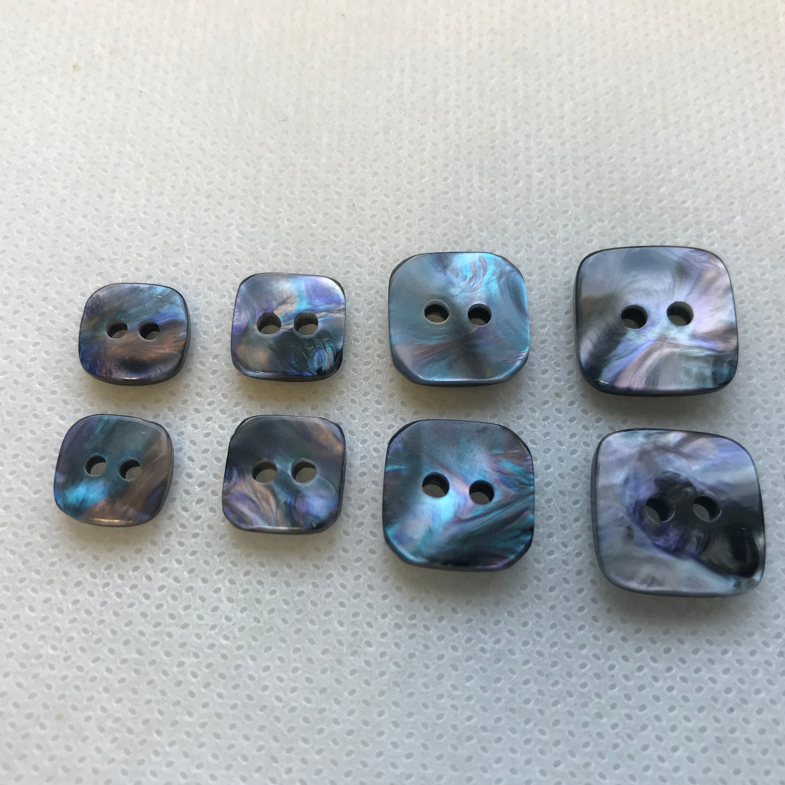 Pearl Tahiti Iridescent Buttons, Square Buttons,lot of 6, 4 Sizes , 2 ...