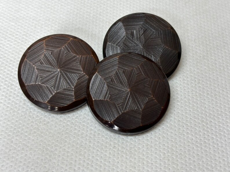 Extra Large Satin Brown Buttons, Shank Back 1 15/16 " (34.5 Mm) Lot ...