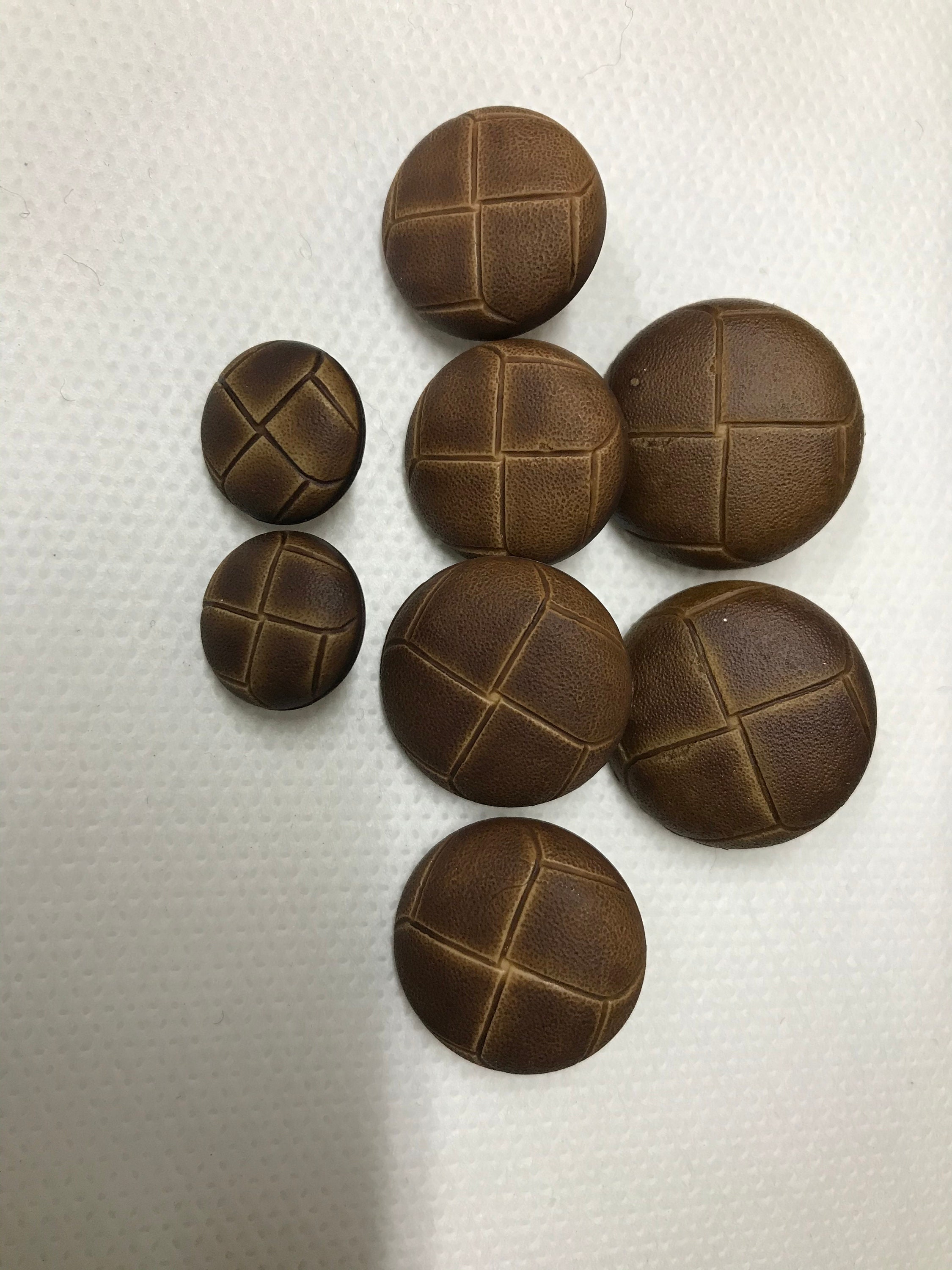 Leather Buttons Imitation Look Brown dark Brown Shank | Etsy