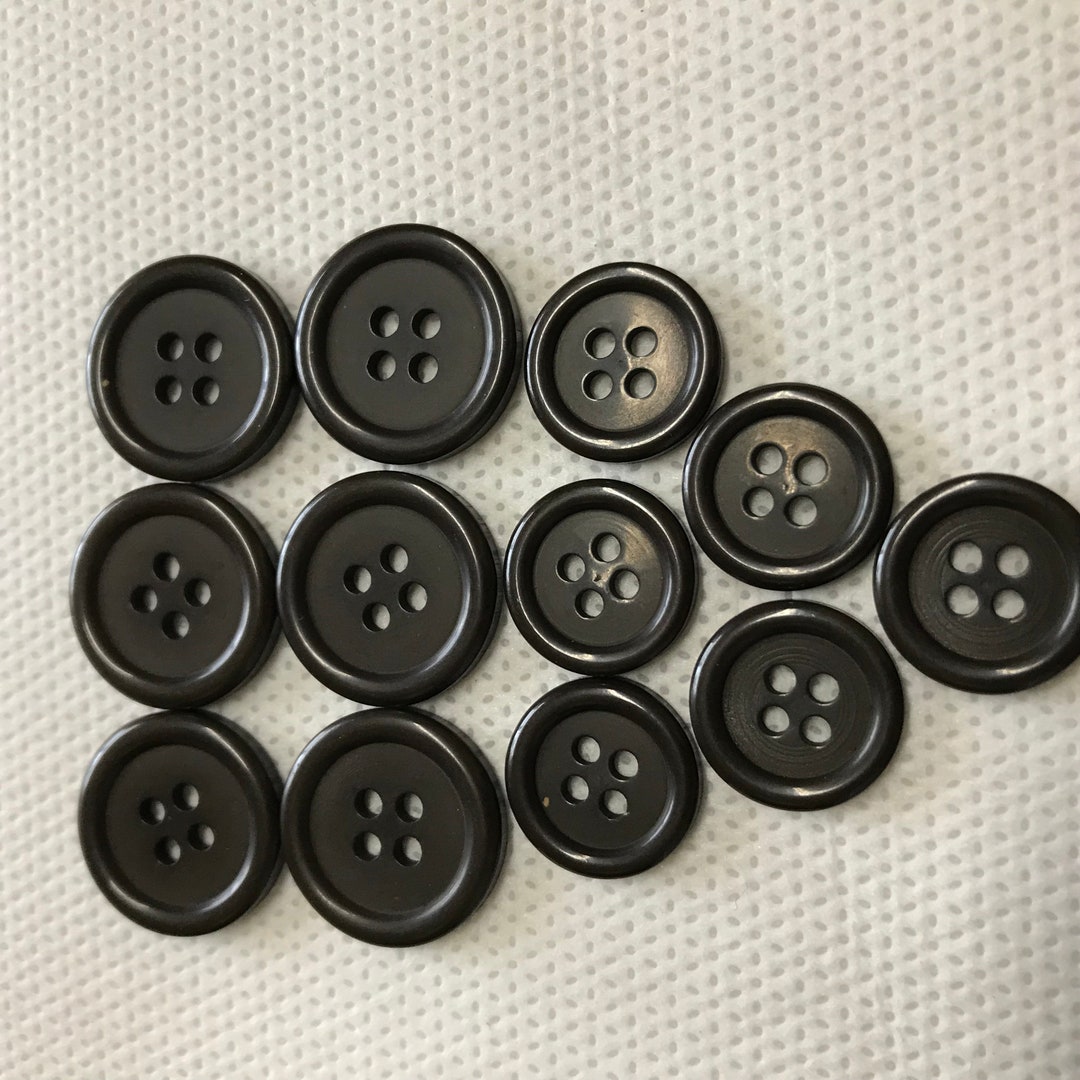 Dark Brown Buttons With a Rim 4 Hole, Flat Back 2 Sizes Available. 3/4 ...