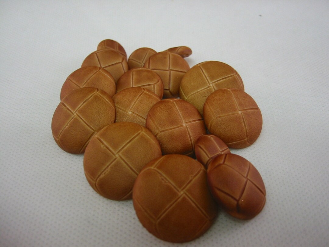 Leather Buttons -tan (brown) Shank Buttons - Lot of 6 - Pick From 4 ...