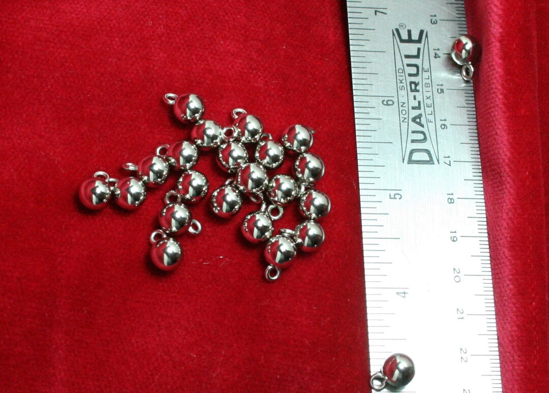 Ball Buttons Chrome Color With Wire Loop Shank 7mm Diameter (approx 5/ ...