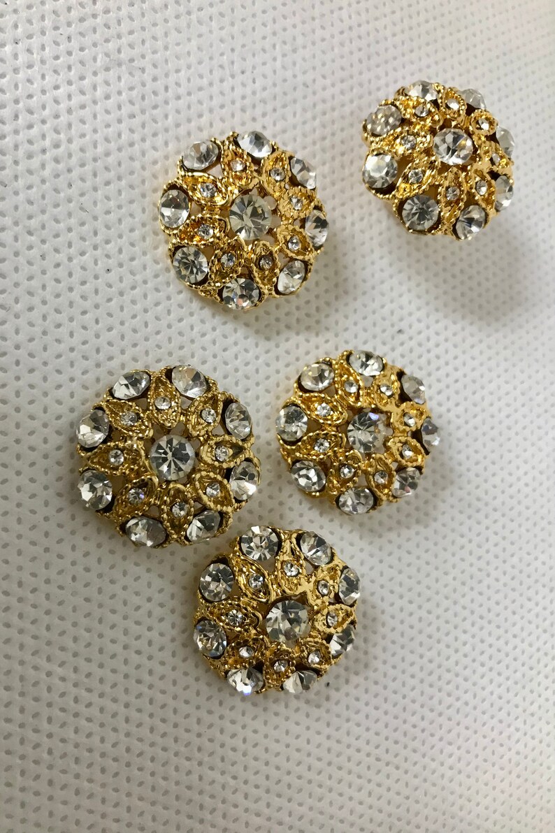 Rhinestone Buttons With 9 Large Stones (7/8" ) 23mm in Diameter . Shank ...