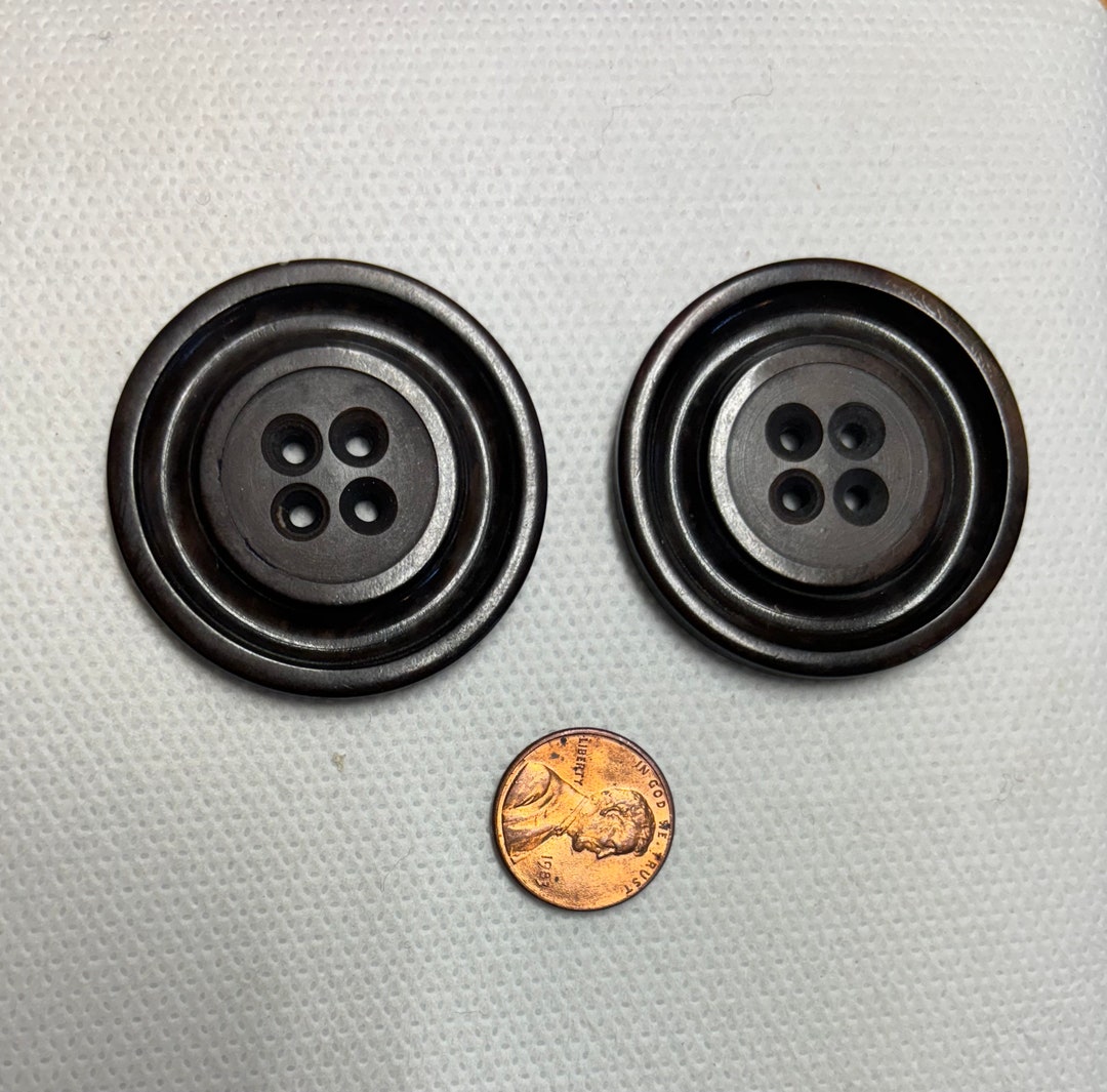 Extra Large Antique Dark Brown Buttons for Sewing Lot of 2 Buttons 4 ...