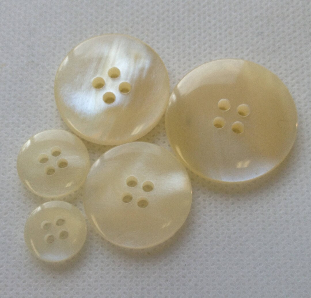 Ivory Pearlized Buttons. 5 Sizes Available, Beautiful 4 Hole Domed ...