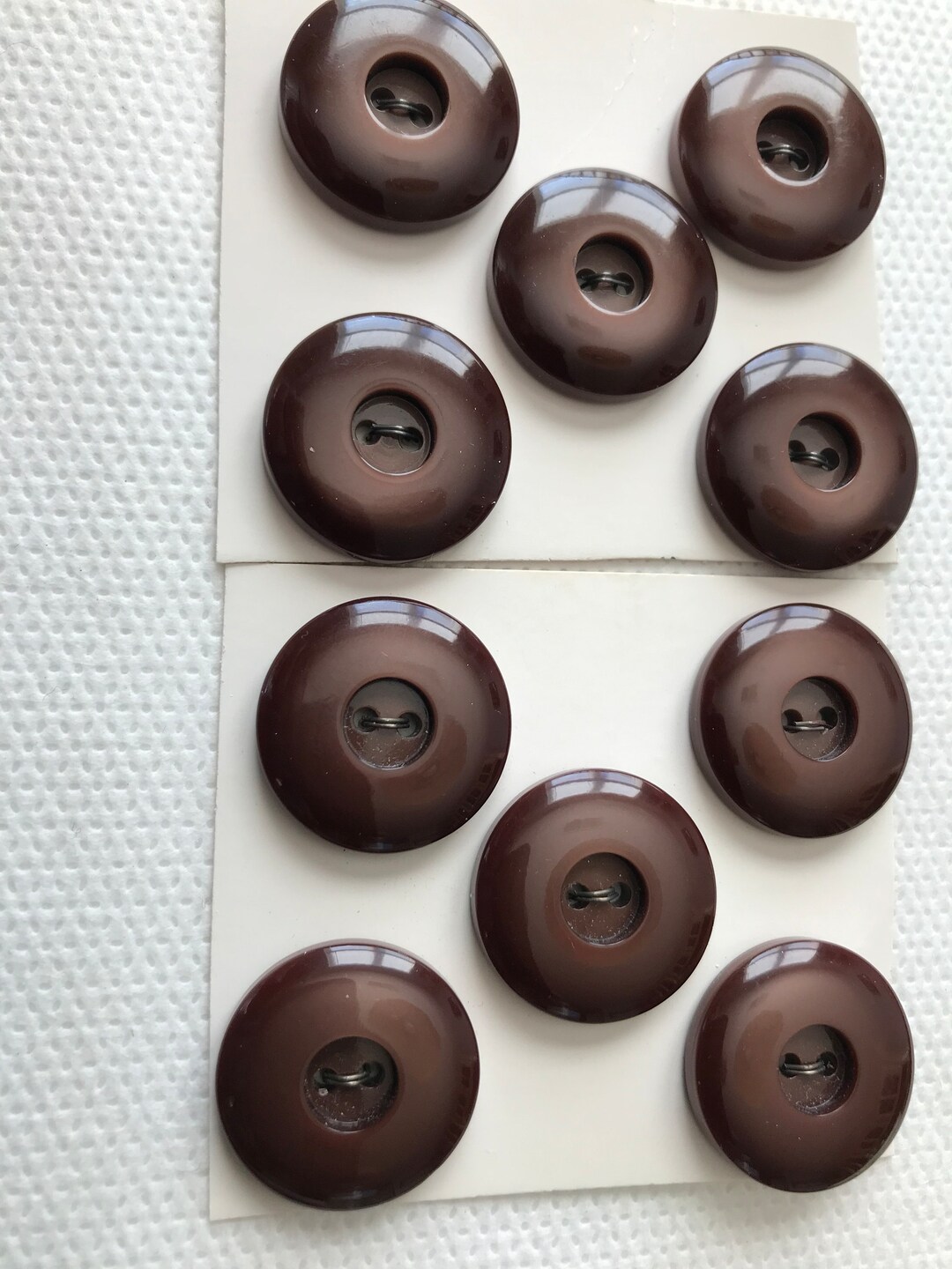 Brown Hilighted 2 Hole Buttons- 13/16" (21.7mm) Lot of 5 Domed Face ...