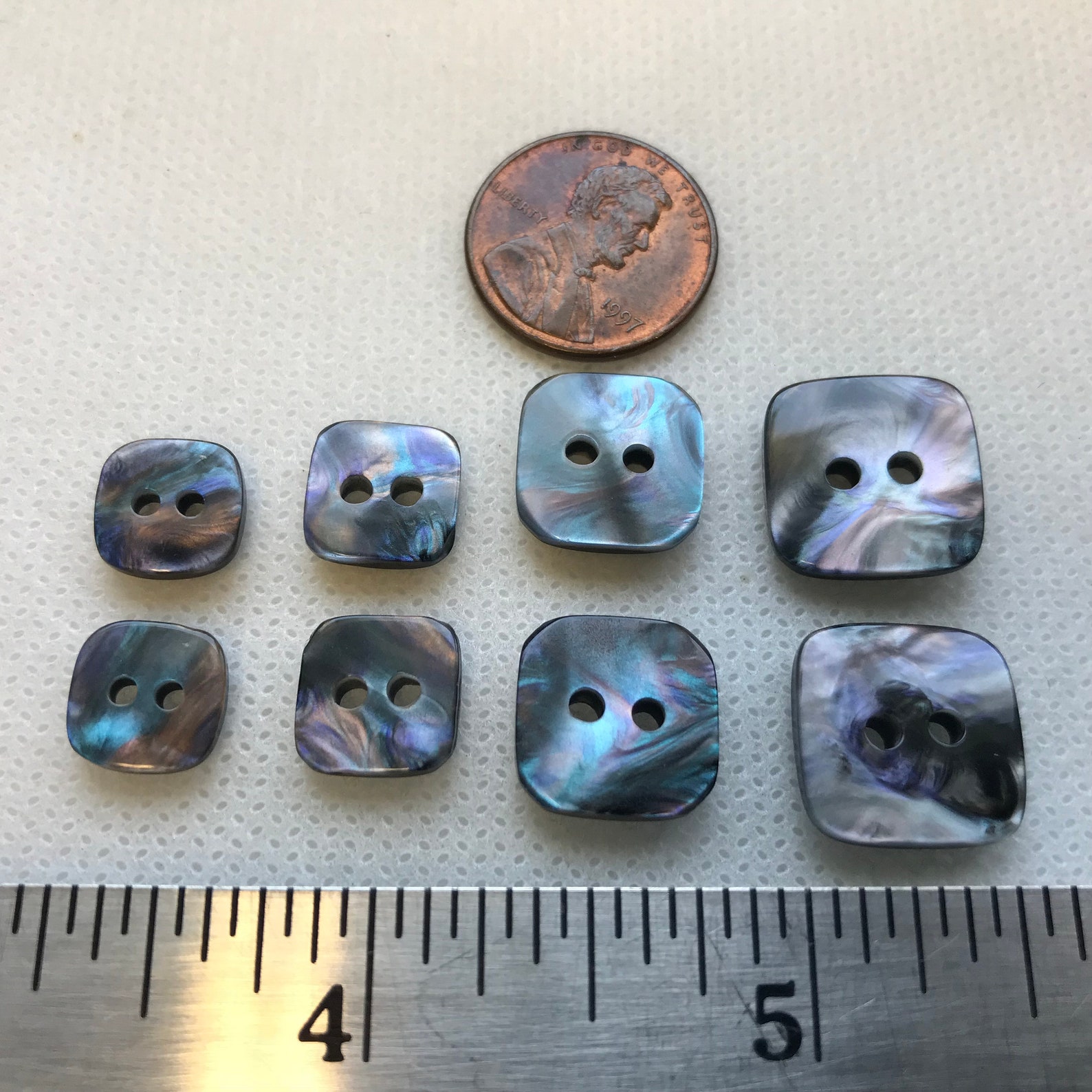 Pearl Tahiti Iridescent Buttons Square Buttonslot of 6 4 - Etsy