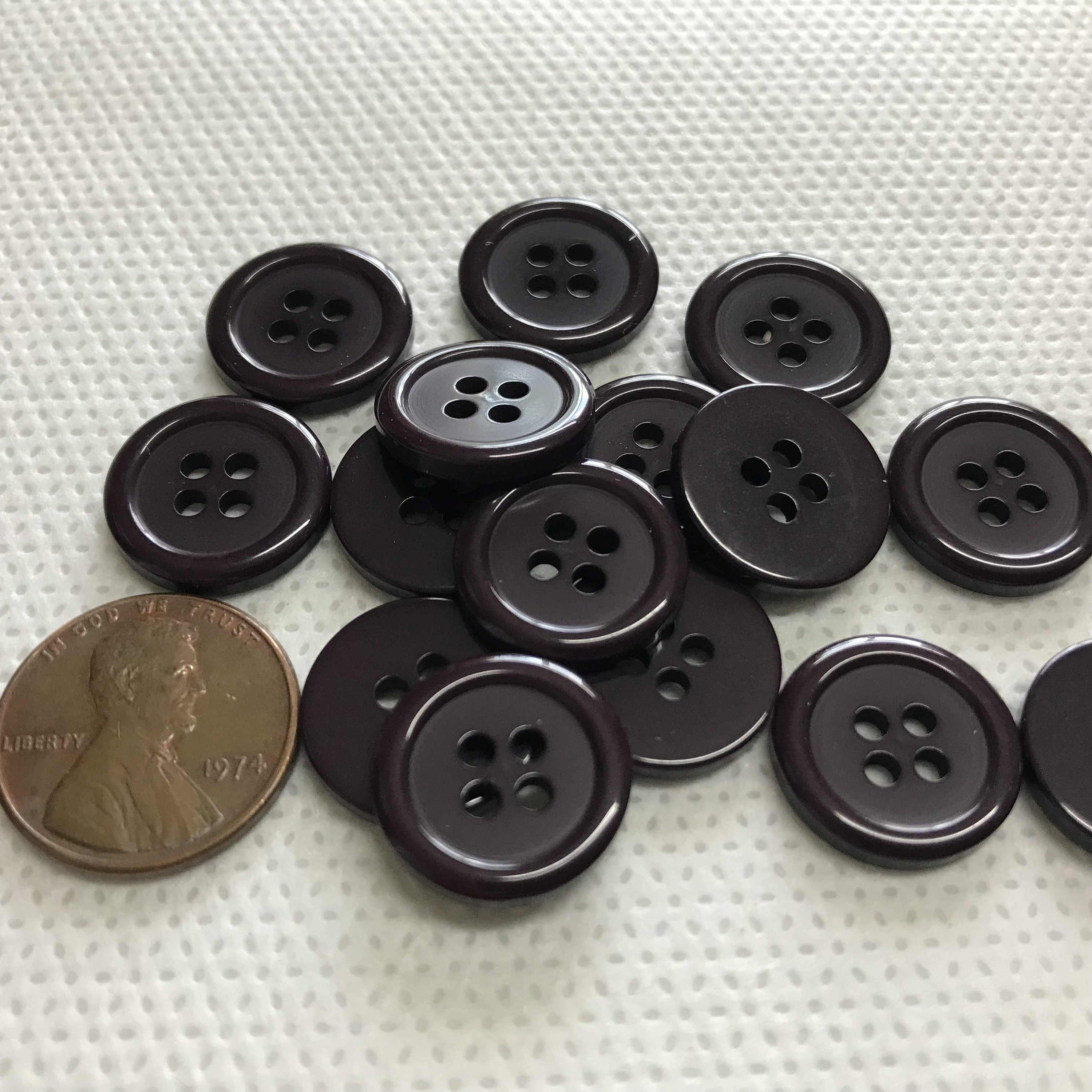 Dark Purple Buttons With a Rim 4 Hole, Flat Back Lot Size is 6 Buttons ...