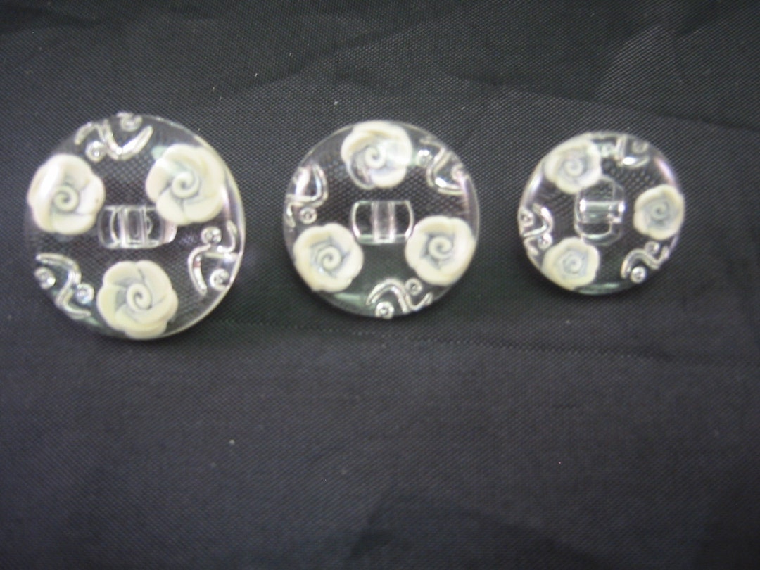 Crystal Button- Rose Bud Clear Shank Buttons 3 Sizes Lot of 6 - Etsy