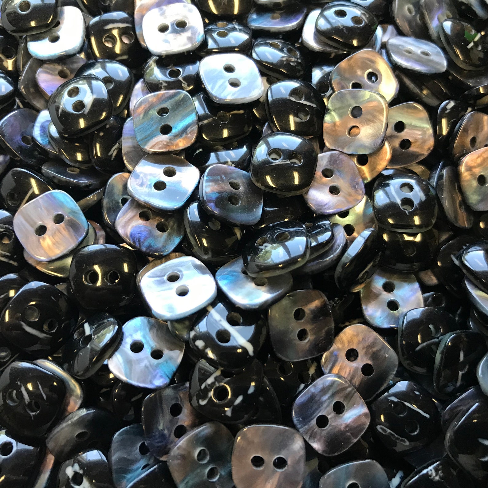 Pearl Tahiti Iridescent Buttons, Square Buttons,lot of 6, 4 Sizes , 2 ...