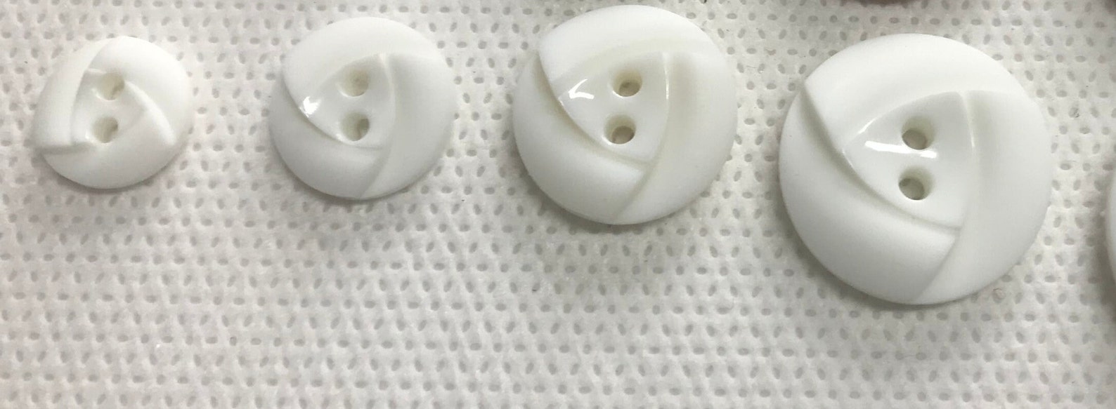 White satin / Shiny Button, 2 Hole White Button, 5 Sizes Available, Lot ...