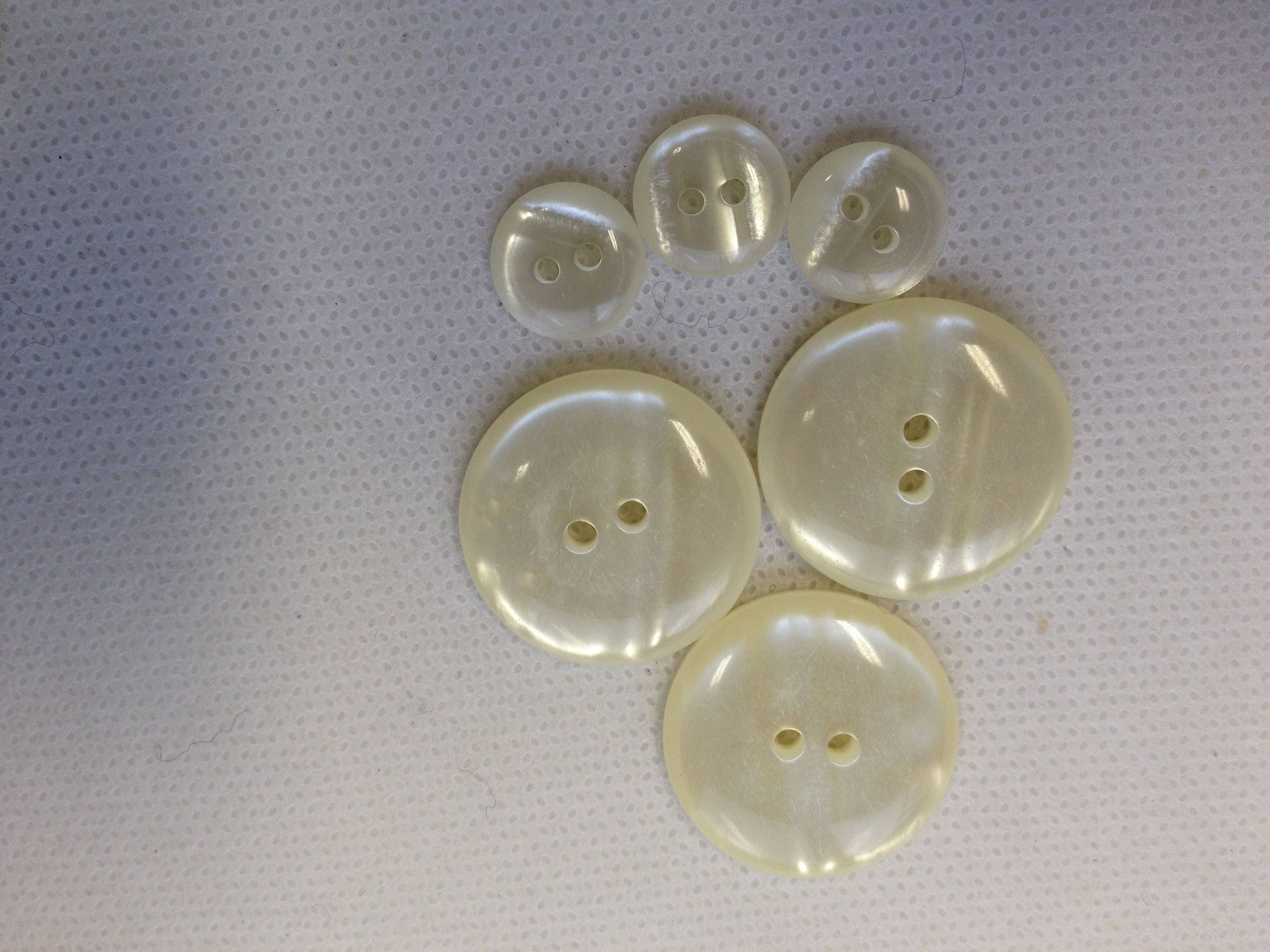 Ivory Pearlized Buttons - 2 Hole - 4 Sizes Available - Domed Face. Lot ...