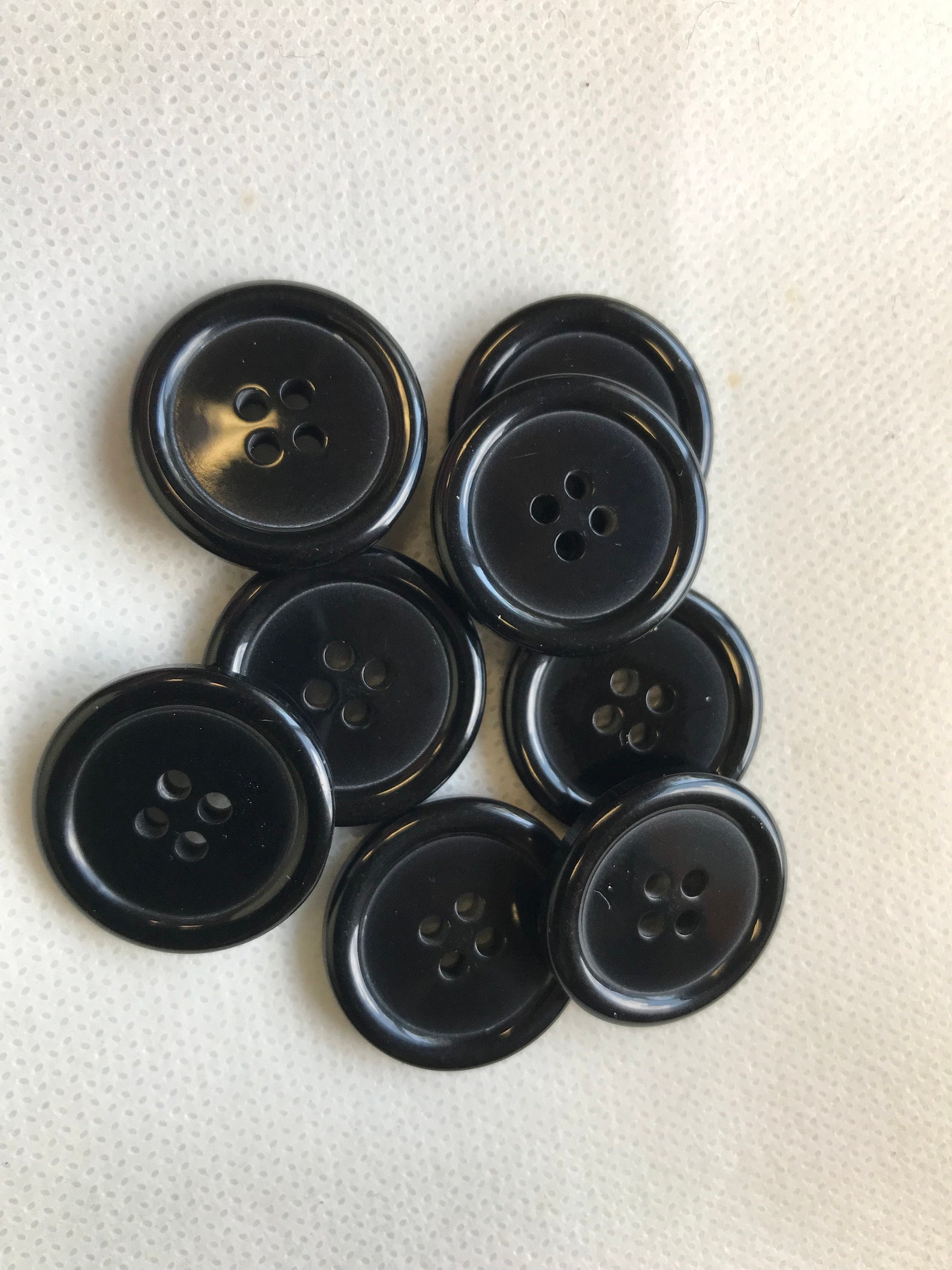 Black Buttons. large black buttons. shiny 4 hole Size is | Etsy